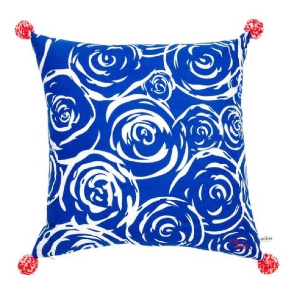 Accents | New Blue And White Rose Pattern Throw Pillows Beach Meets ...